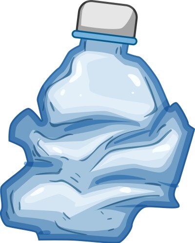Blue crumpled plastic bottle cartoon Royalty Free Vector