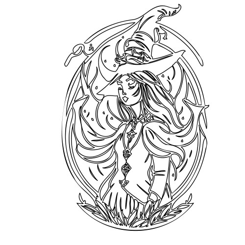 Witch outline sketch Royalty Free Vector Image