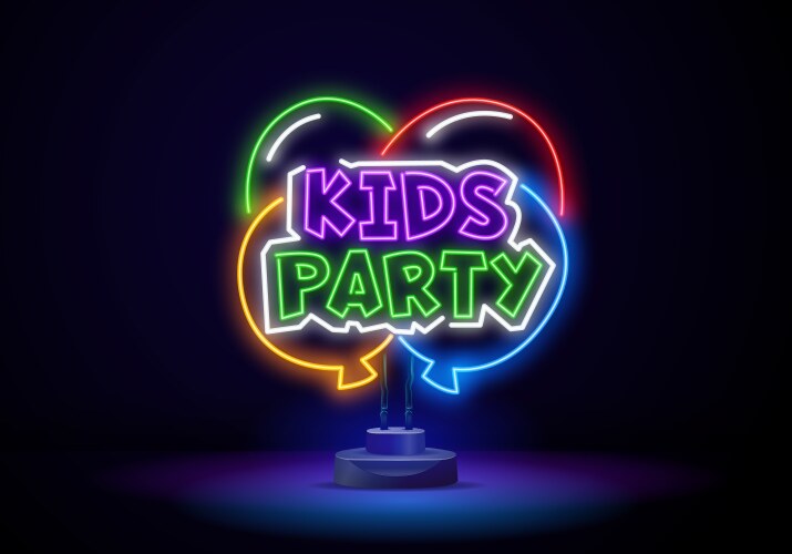 Big neon kids signs banner Royalty Free Vector Image