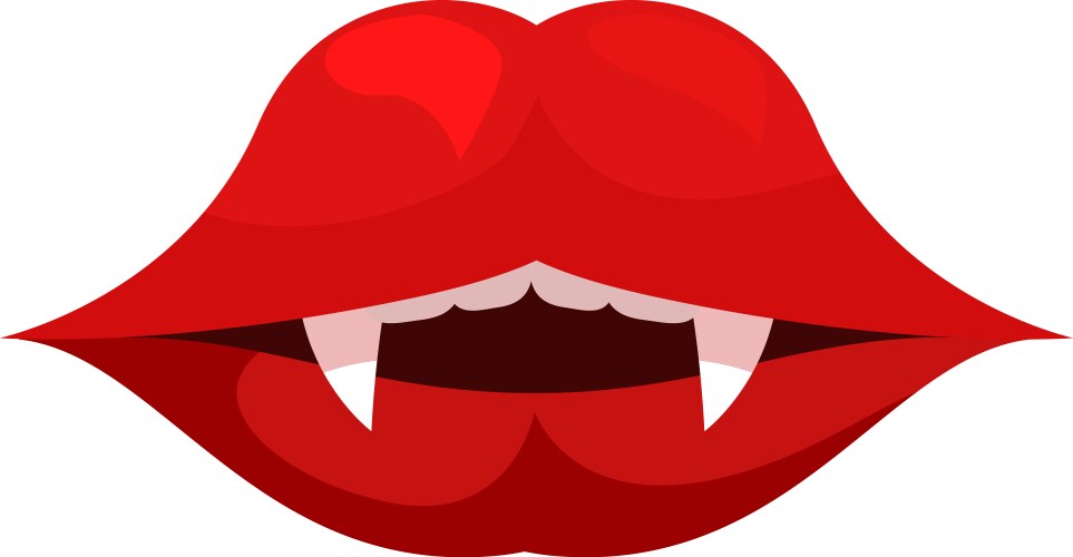 Vampire woman mouth showing fangs biting lip Vector Image