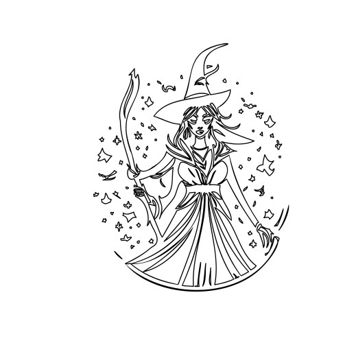 Witch outline sketch Royalty Free Vector Image