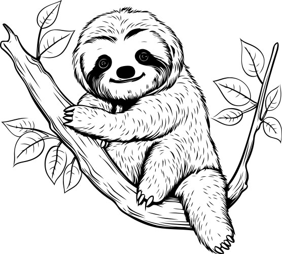 Monkey swinging on a swing coloring book Vector Image