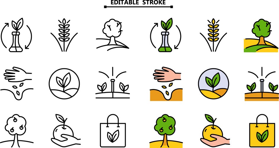 Big agriculture icons set Royalty Free Vector Image