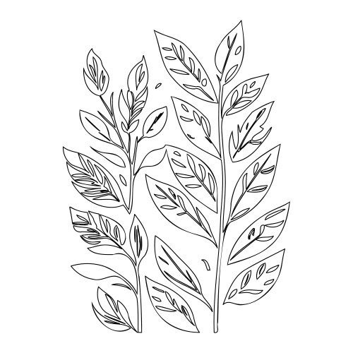 Parallel leaf floral outline sketch Royalty Free Vector