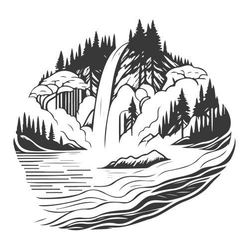 Falling water river grey Royalty Free Vector Image