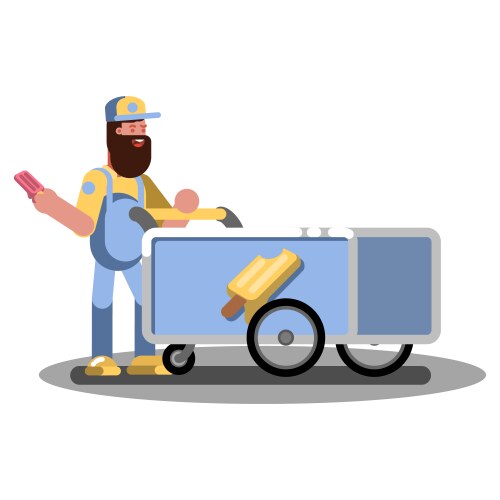 Cartoon trolley with healthy food flat Royalty Free Vector