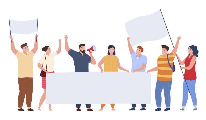 Signing protest group social communication Vector Image