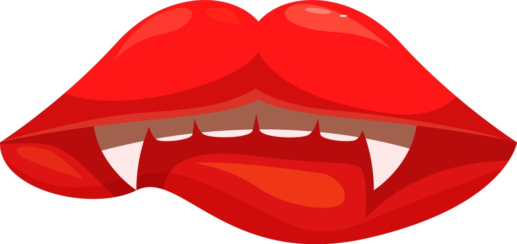 Vampire woman mouth showing fangs while smiling Vector Image