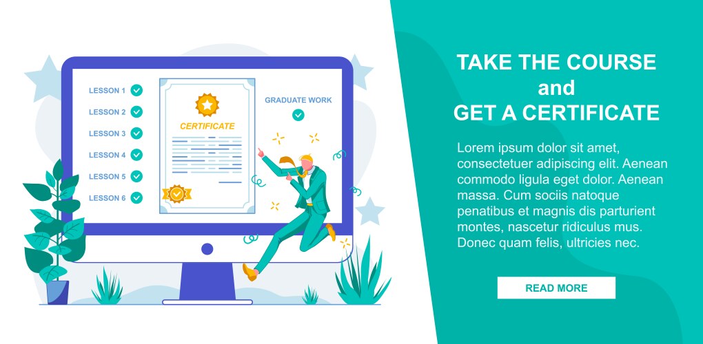 Presentation certificate after completing course Vector Image
