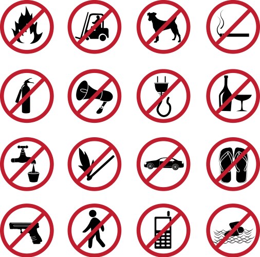 Prohibited Signs & Warnings – Royalty-Free Vector | VectorStock