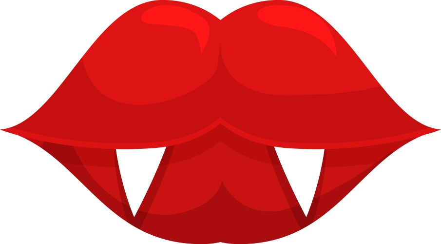 Red vampire lips showing fangs Royalty Free Vector Image