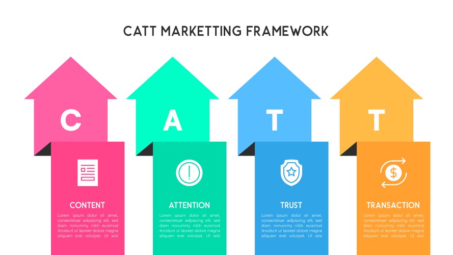 Flowchart catt marketing framework with connected Vector Image