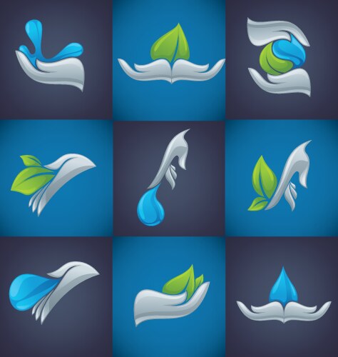 Collection of eco and beauty symbols Royalty Free Vector