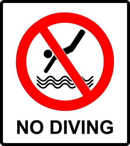 No Diving Pool Sign Royalty Free Vector Image - VectorStock