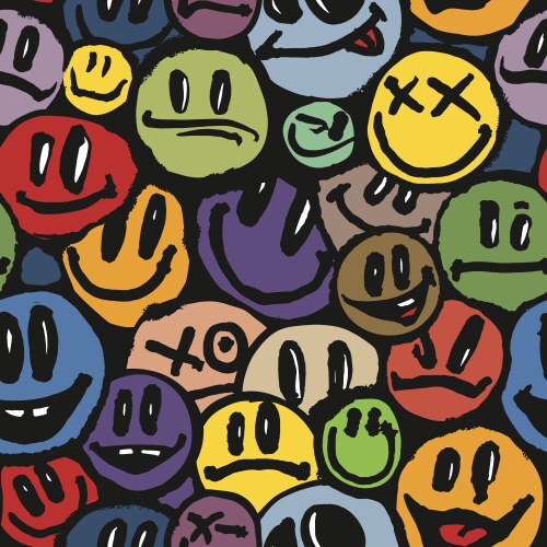 Smiley faces seamless pattern background Vector Image