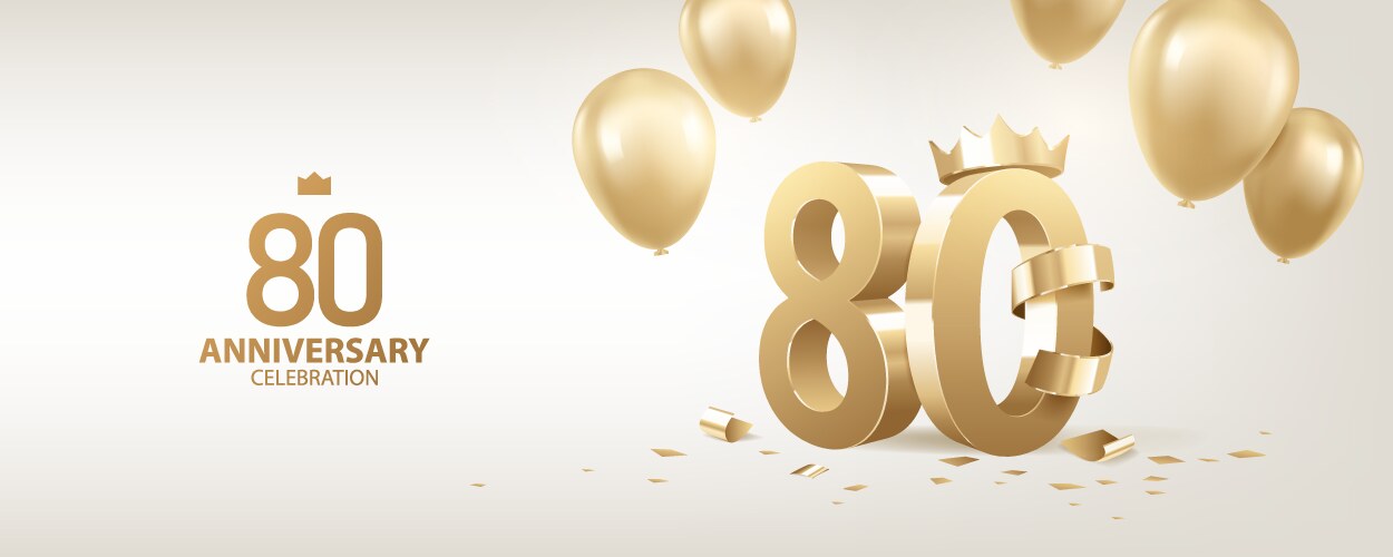 Golden 80th Birthday Celebration Background Vector Image