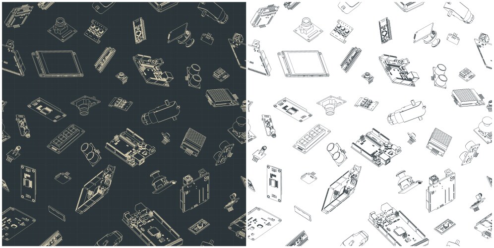 Arduino Uno And Cnc Shield Isometric Blueprints Vector Image