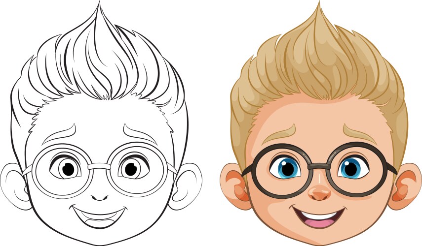Two cartoon boys showing different emotions Vector Image