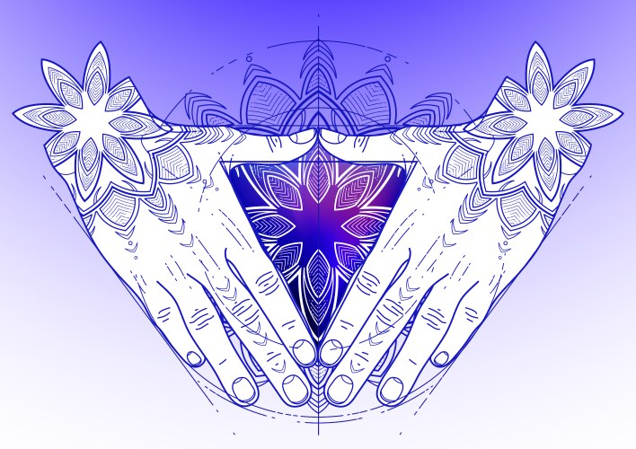 Graphic hands in the shape of triangle Royalty Free Vector
