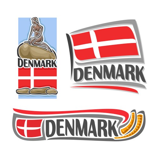 Denmark set landmark icons Royalty Free Vector Image
