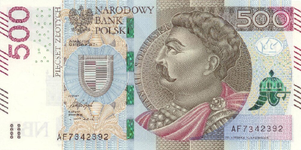 Obverse high polygonal pixel mosaic banknote 500 Vector Image