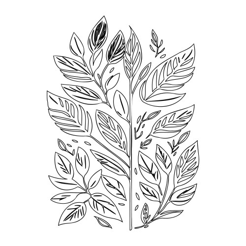 Parallel leaf floral outline sketch Royalty Free Vector