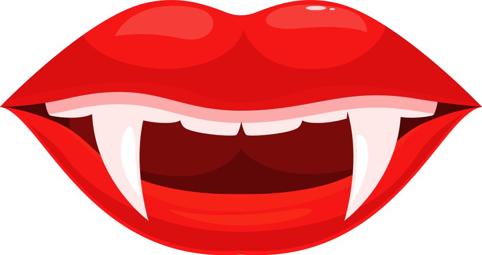 Red smiling lips showing teeth for pronunciation Vector Image