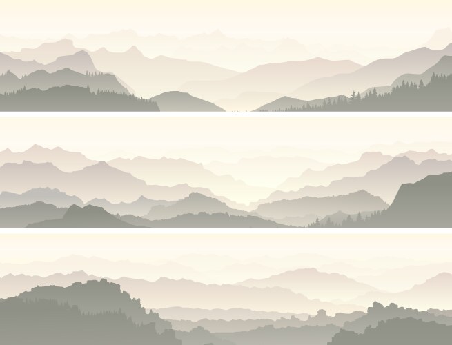 Horizontal mountain forest banner Royalty Free Vector Image