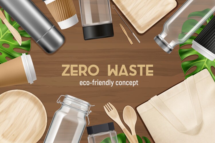 Realistic zero waste background Royalty Free Vector Image