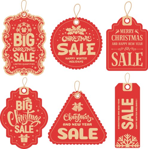 Christmas balls sale special offer tag new year Vector Image