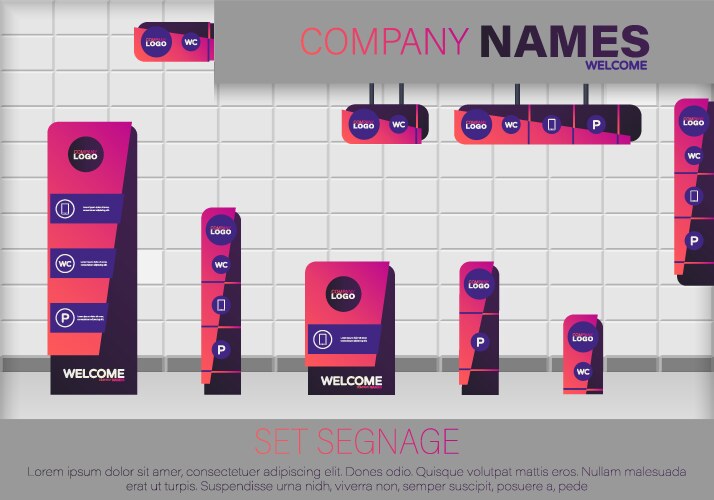 Exterior and interior signage concept direction Vector Image