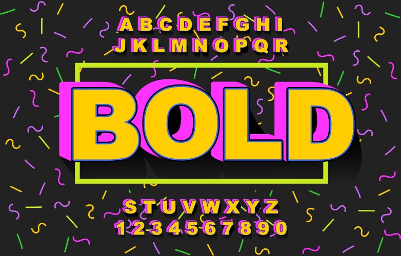 Comic alphabet retro pink letters numbers Vector Image