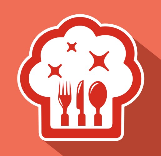 Red icon with chef hat Royalty Free Vector Image