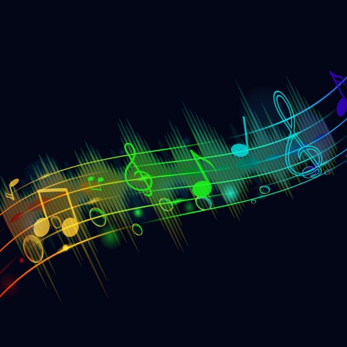 Colorful music notes with lines Royalty Free Vector Image