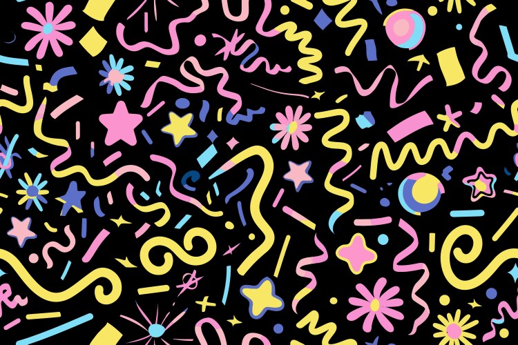 Fun shapes children seamless pattern flower Vector Image