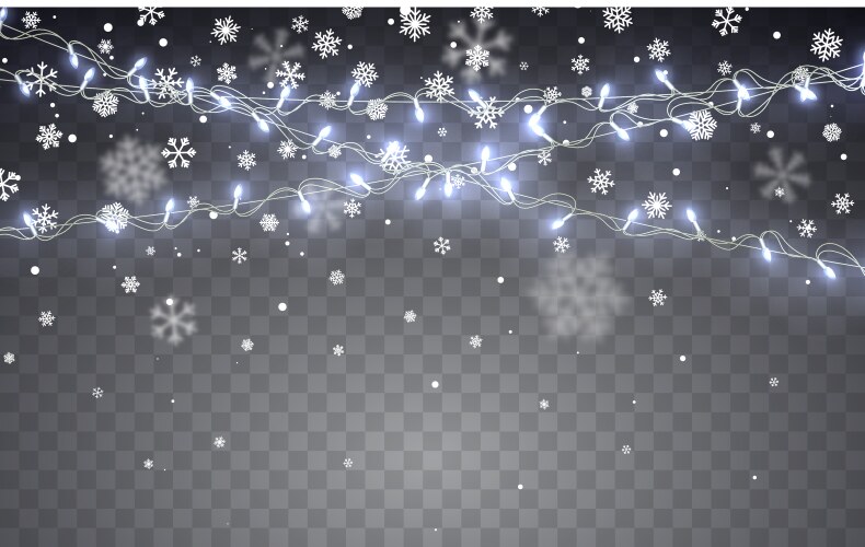 White falling shiny snow and stars Royalty Free Vector Image