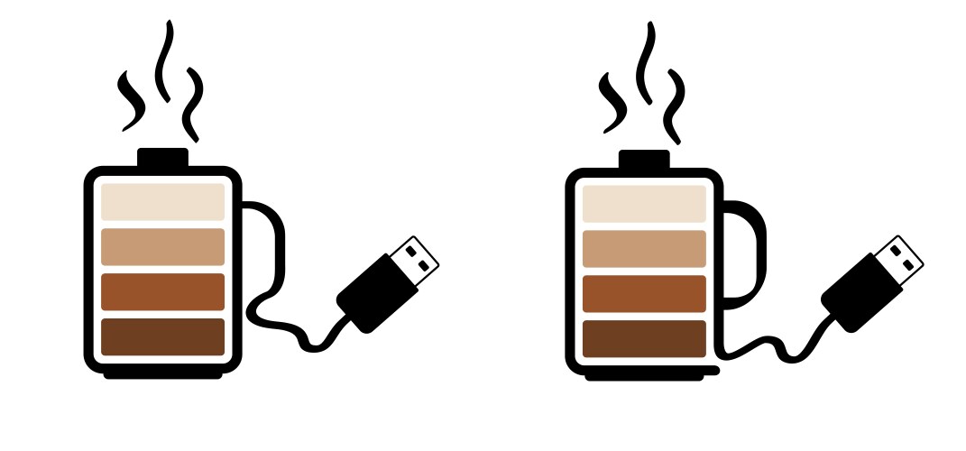 Coffee charge loading indicator mug with battery Vector Image