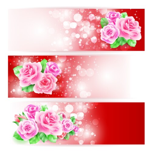Banners with red roses Royalty Free Vector Image