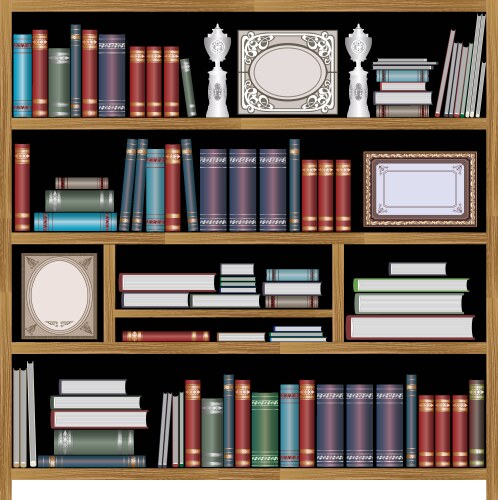 Bookshelf background bookcase with books Vector Image
