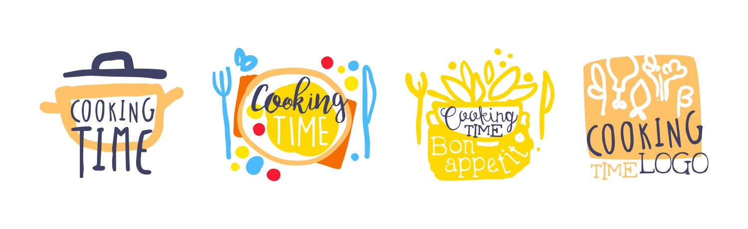 Cooking time logo and bright label design Vector Image