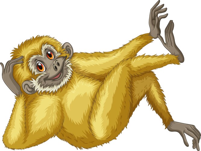 Cartoon smiling gibbon Royalty Free Vector Image