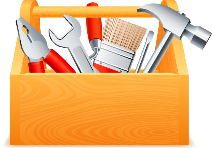 Toolbox with retro instruments Royalty Free Vector Image