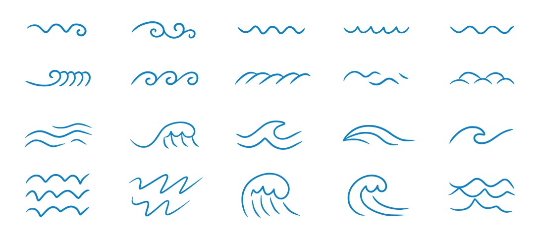 Ocean and sea waves set Royalty Free Vector Image