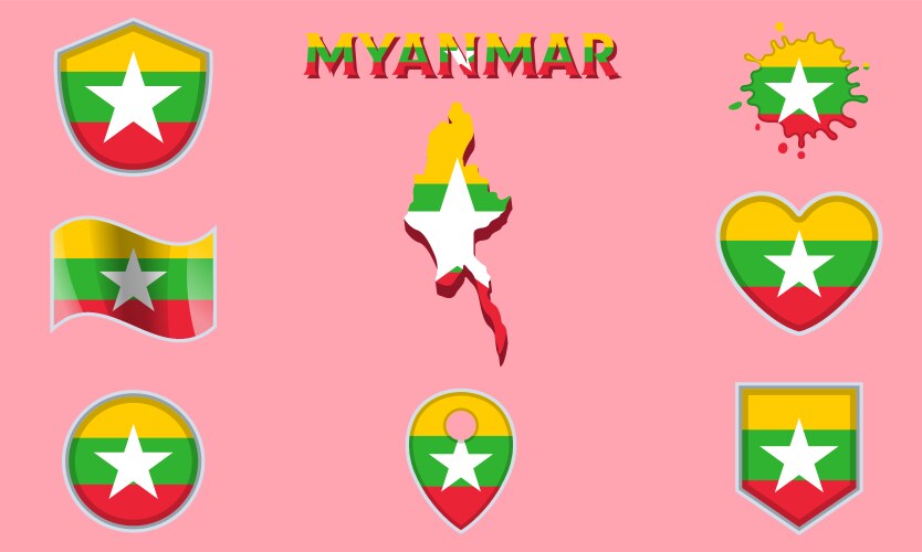 Collection of flat national flags rwanda Vector Image