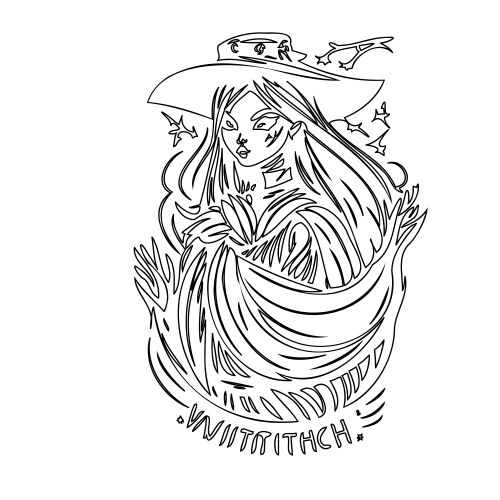 Witch outline sketch Royalty Free Vector Image