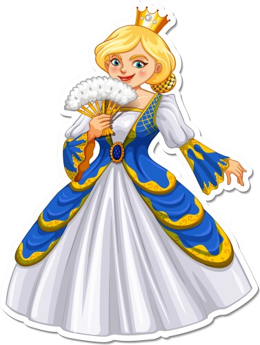 Queen wearing blue gown Royalty Free Vector Image