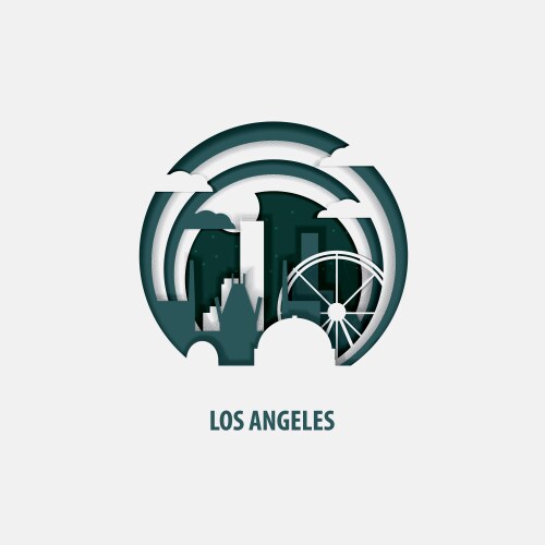 Creative paper cut layer craft los angeles Vector Image