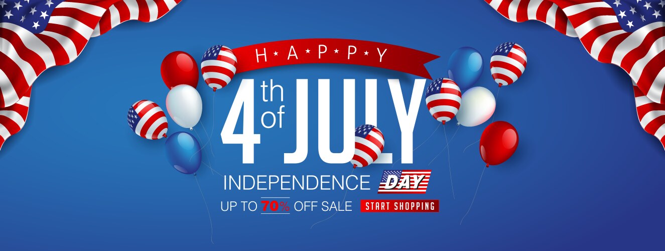 Usa independence day banner with two crossing Vector Image