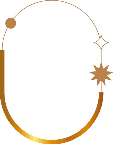 Skewed oval golden monoline frame aesthetic Vector Image