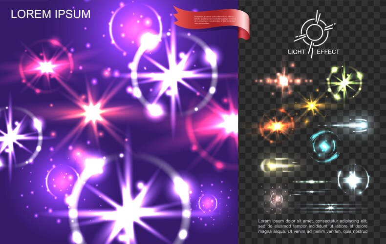 Realistic light effects collection Royalty Free Vector Image